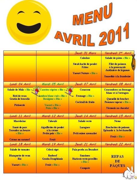 Les Menus du Printemps 2011 !!! - Service Jeunesse Courchevel