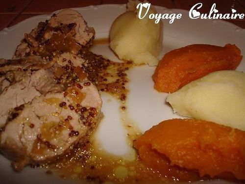 Filet mignon à la moutarde à l'ancienne et son duo de purée - Voyage ...