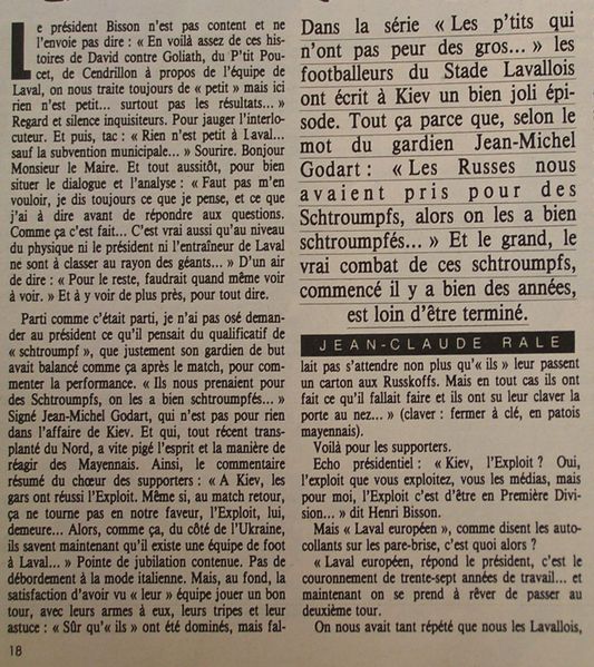 1er tour : Dynamo de Kiev L'ogre russe - Stade Lavallois Museum