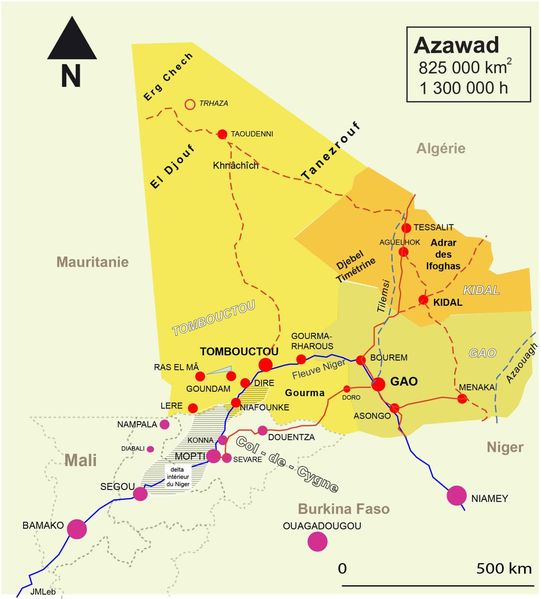 Carte de l'Azawad, 6 avril 2012 - Paesaggio, paysages