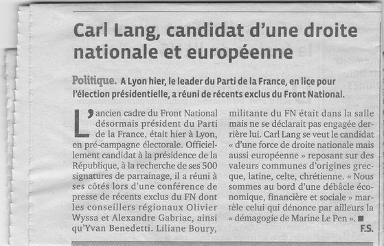 Compte-rendu de la réunion avec Carl Lang à Lyon - Le blog politique de ...