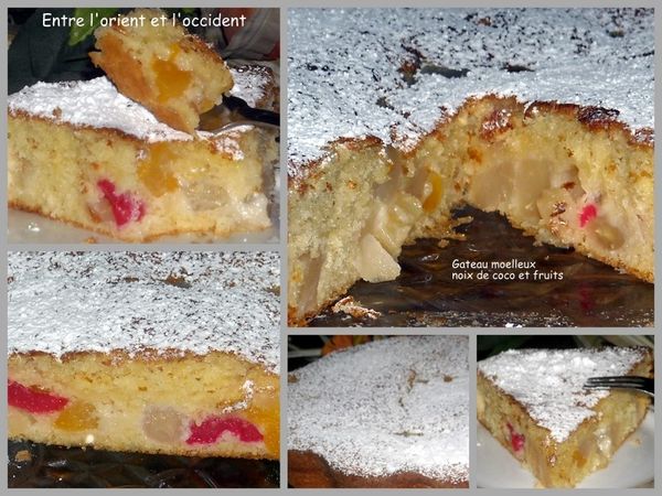 Gateau moelleux noix de coco et fruits - Entre l'orient et l'occident