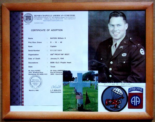 TRIBUTE TO CAPTAIN NATION, 508TH PIR - Salm valley 1944-1945